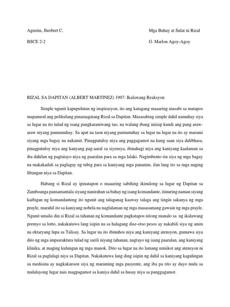 Agustin Jherbert C BSCE 2 2 - Ikalawang Reaksyon | PDF