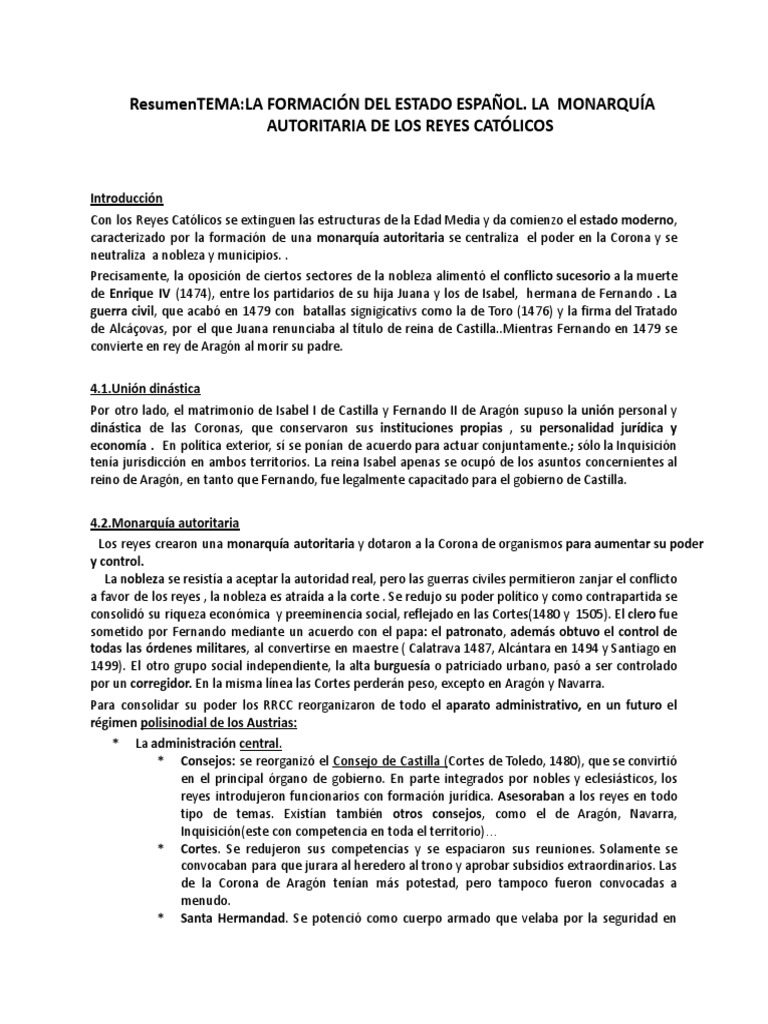 Resumen Reinado de Los RRCC | PDF | España