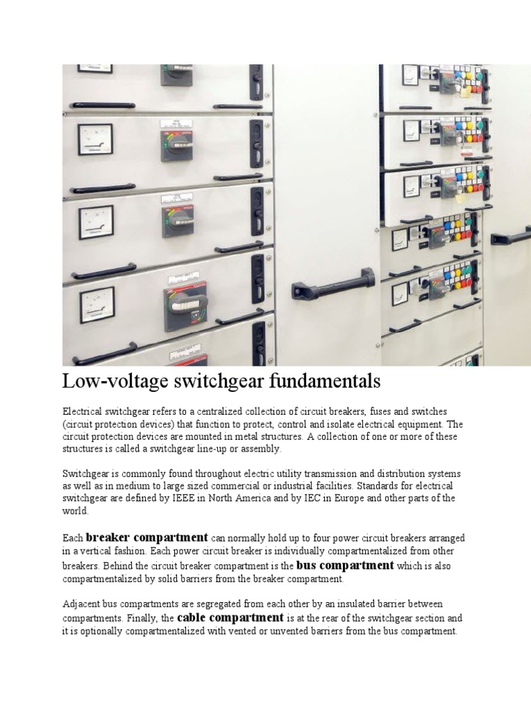 Low-Voltage Switchgear Overview | PDF | Physical Quantities | Equipment