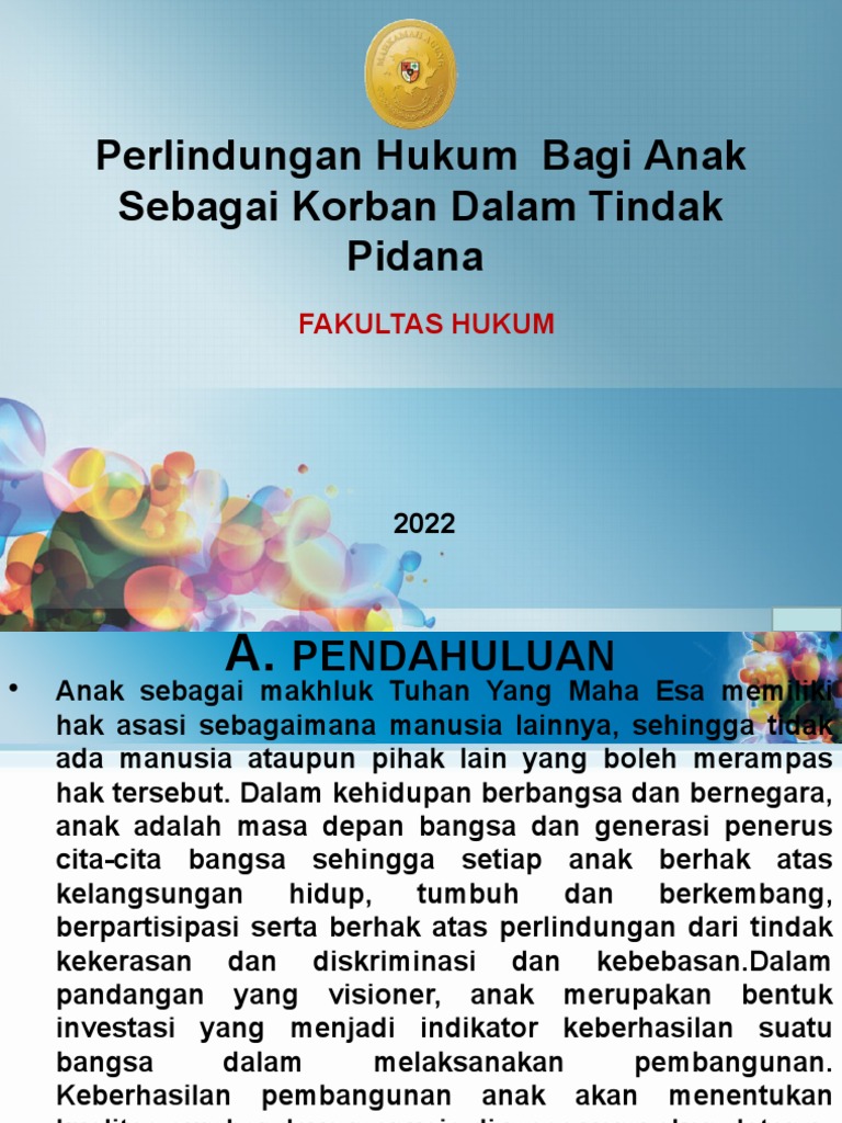 Perlindungan Hukum Bagi Anak Sebagai Korban Dalam Tindak Pidana | PDF | Ilmu Sosial | Kesehatan ...