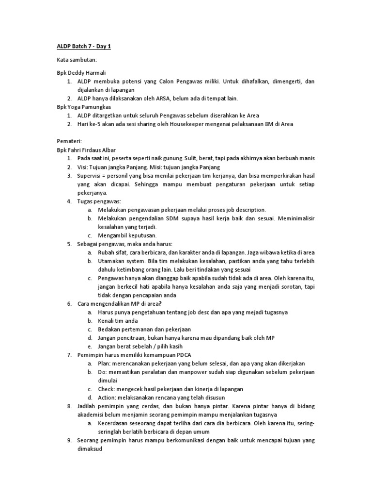 ALDP Batch 7 - Day 1 | PDF