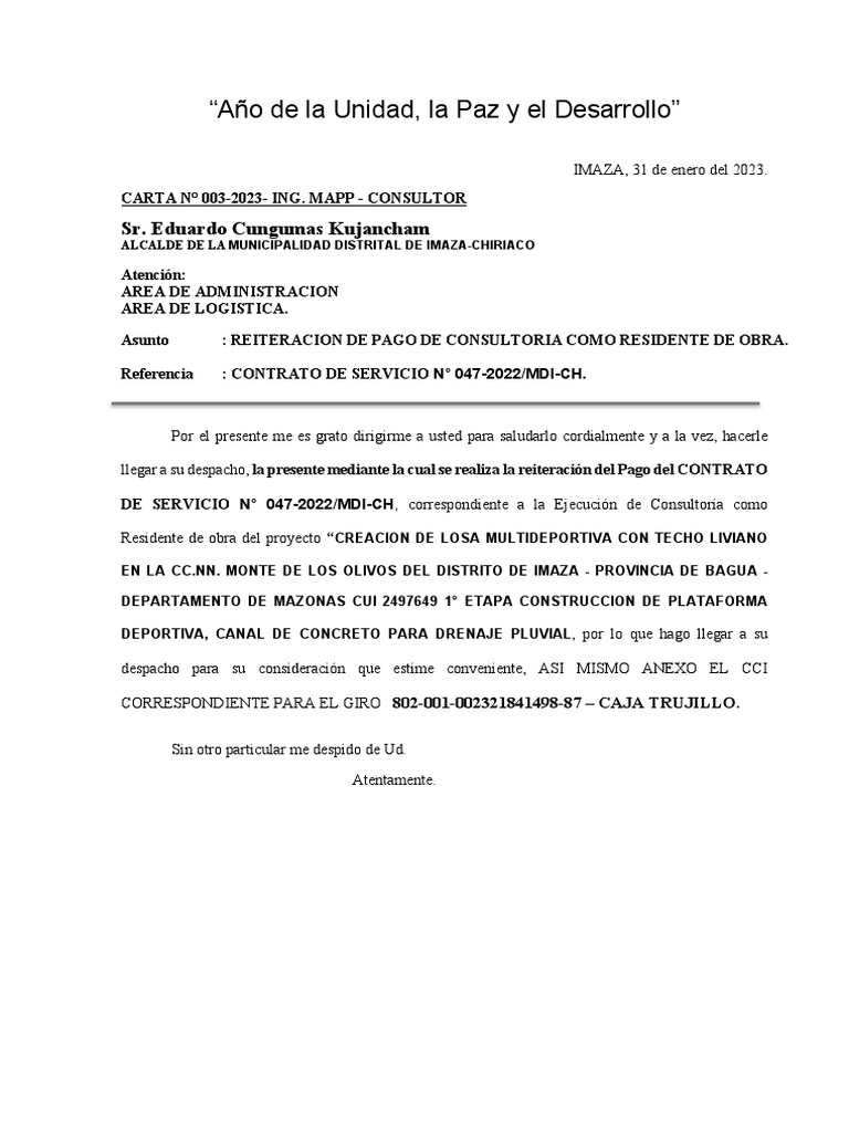 Carta Reiteracion de Pago | PDF
