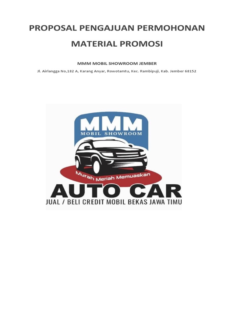 Proposal Dana Material Promosi Showroom | PDF