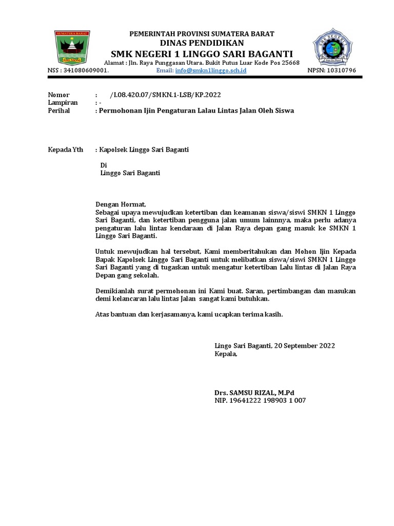 Surat Permohonan Ijin Ke Kapolsek | PDF