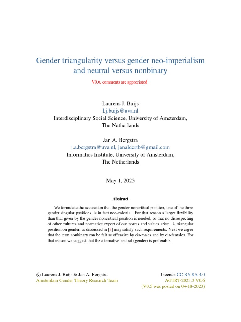 Neutral Versus Nonbinary | PDF | Gender | Gender Studies