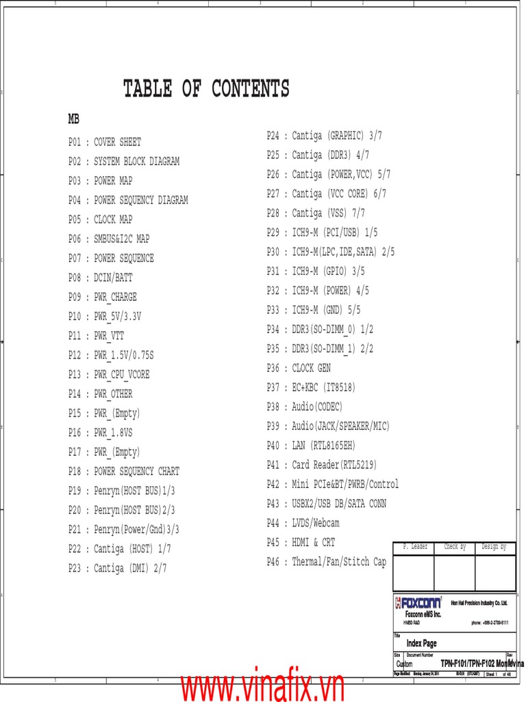HP 430 431 CQ43 CHICAGO HR HPC MV MB V1 Schematic Diagram FOXCONN - CHICAGO - MONTEVINA - UMA ...