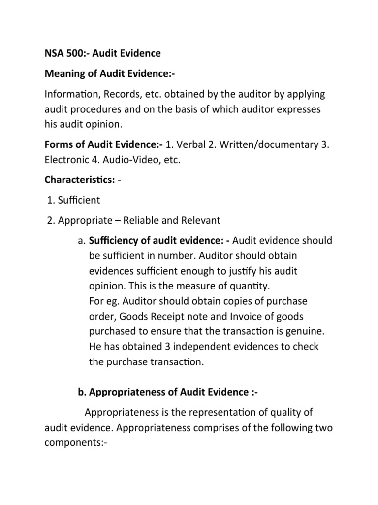 Audit Evidence Sequence | PDF | Audit | Financial Audit