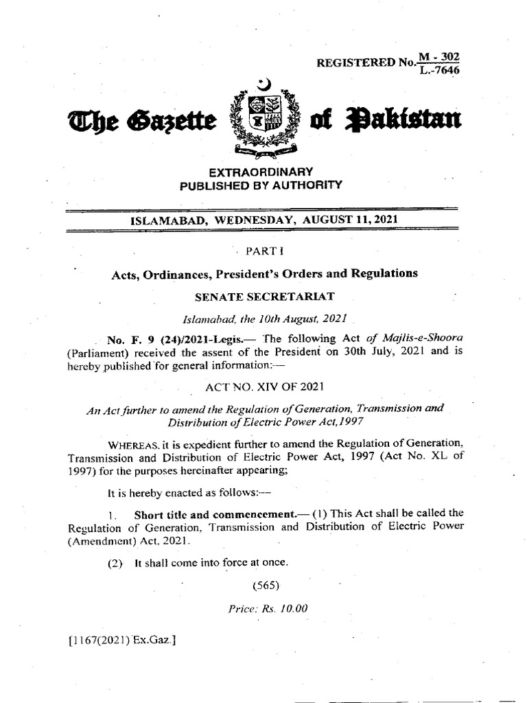 Amendment to Electric Power Regulation Act | PDF | Governance | Justice