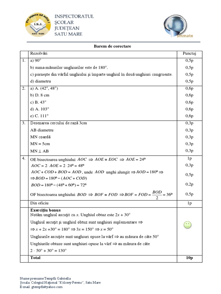 Barem de Corectare: AOC AOE EOC Aoe AOC AOE AOC COD BOD AOD AOD Aod BOD AOC COD Bod BOD BOF FOD ...