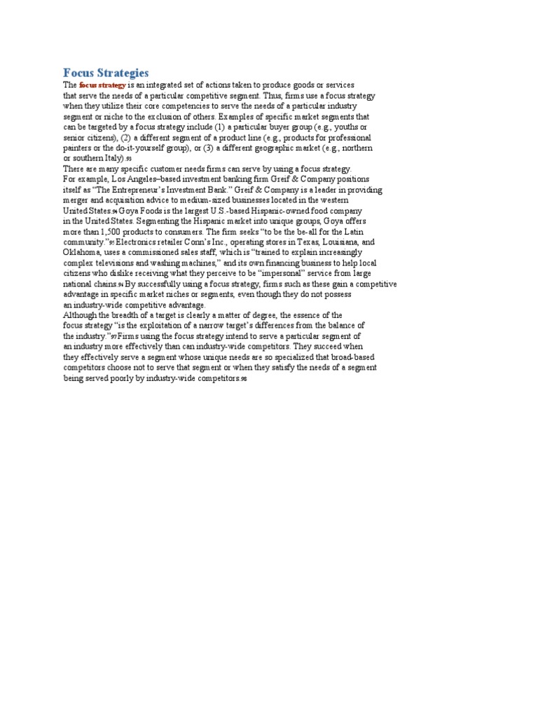 Focus Strategies | PDF