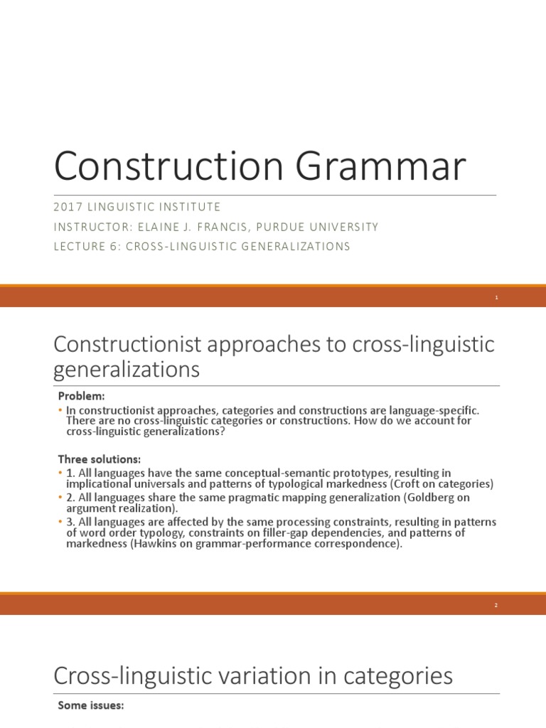 Construction Grammar Lecture 6 | PDF | Part Of Speech | Adjective
