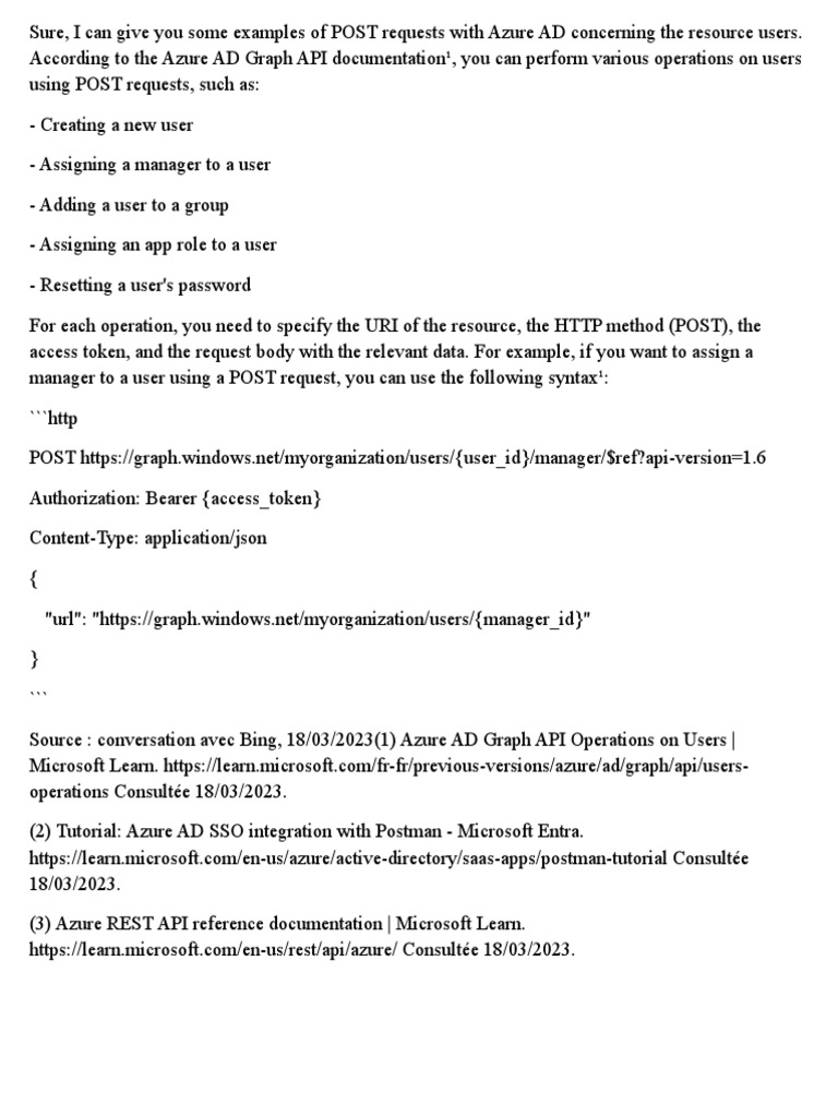 Azure AD API POST | PDF | Microsoft Azure | Hypertext Transfer Protocol