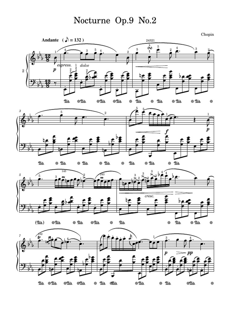 Nocturne Op.9 No.2 E Flat Major - Frdric Chopin | PDF | Musical Forms ...