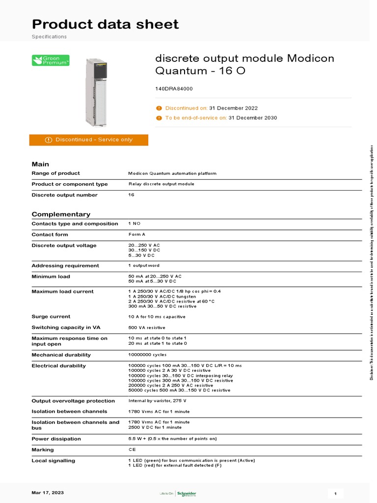 Modicon Quantum - 140DRA84000 | PDF | Programmable Logic Controller | Relay