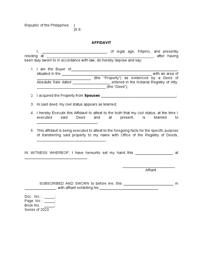 Affidavit of Civil Status | PDF