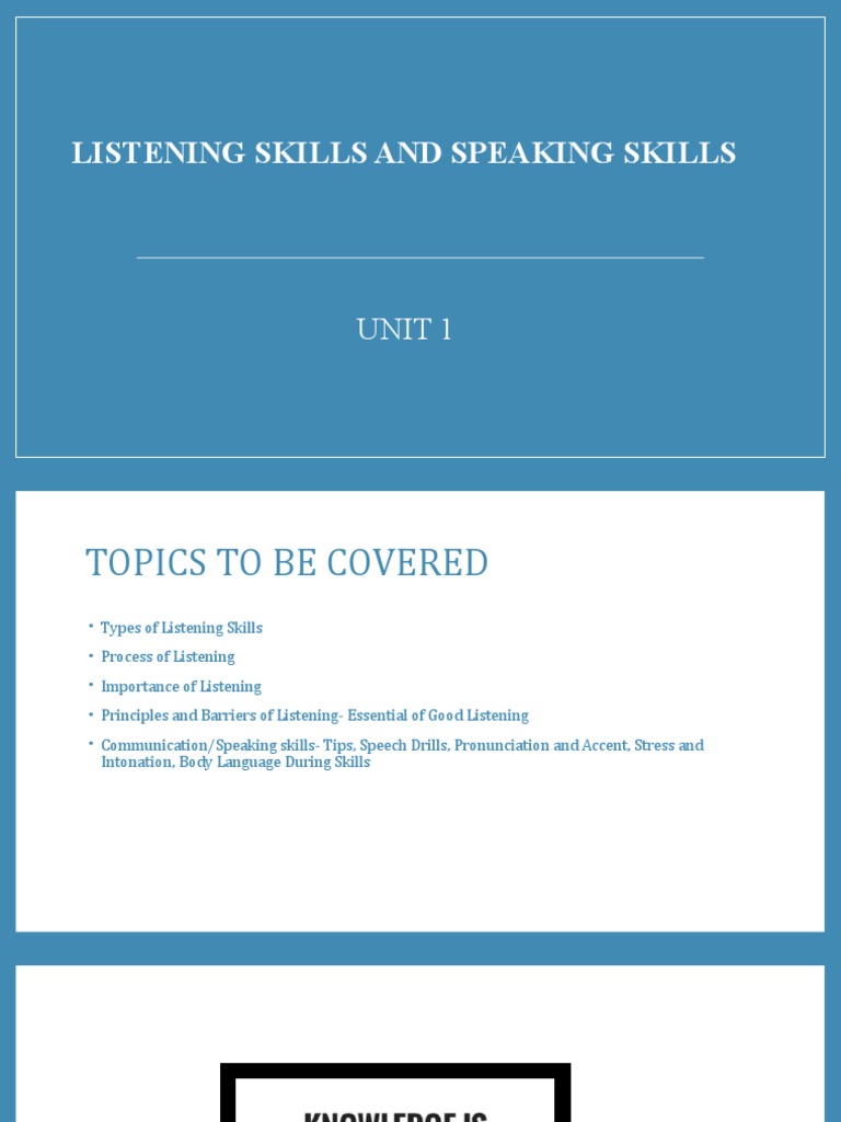 BCSS Sec Unit 1 | PDF | Speech | Communication