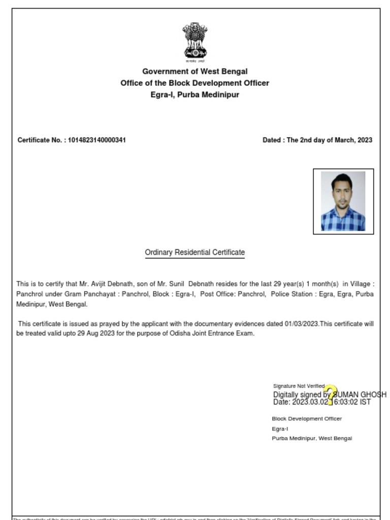 Government of West Bengal Office of The Block Development Officer Egra ...