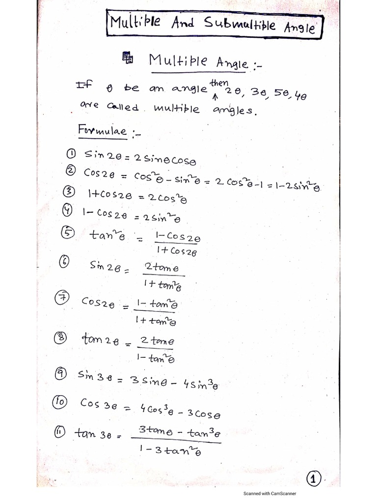 Multiple & Submultiple Angles | PDF