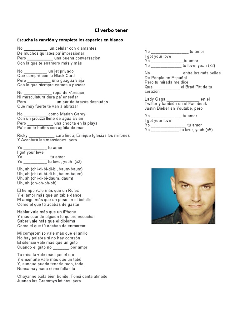 El Verbo Tener - Canción Tengo Tu Love | PDF | Dance Pop