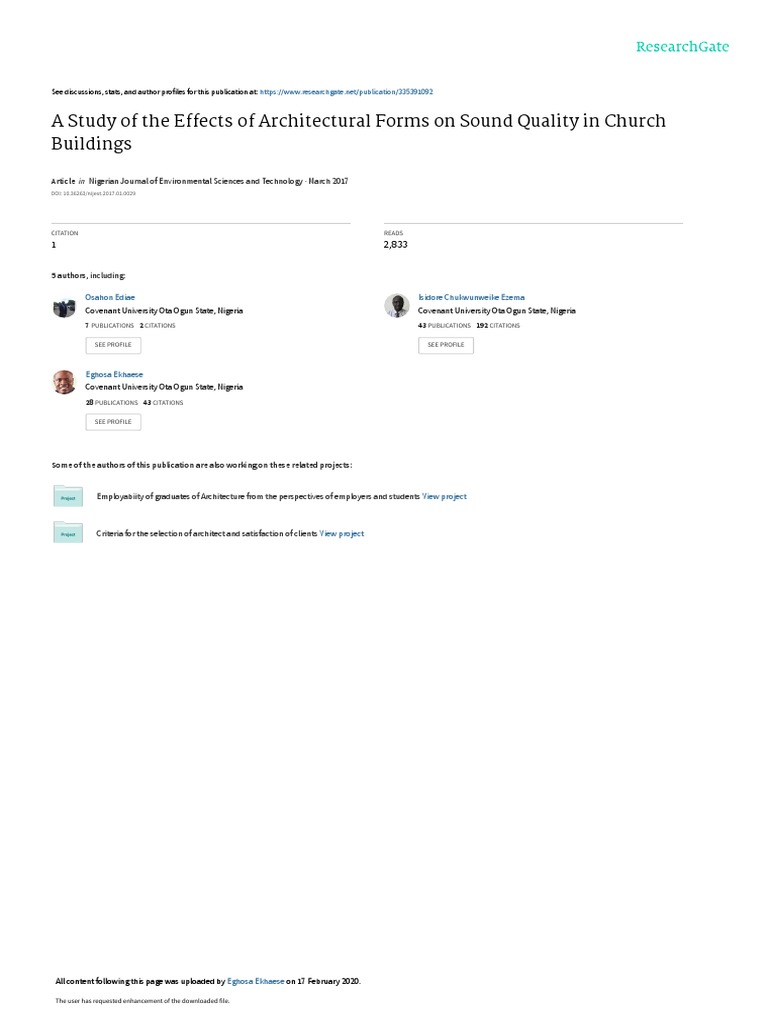 A Study of The Effects of Architectural Forms On S | PDF | Church (Building) | Vault (Architecture)