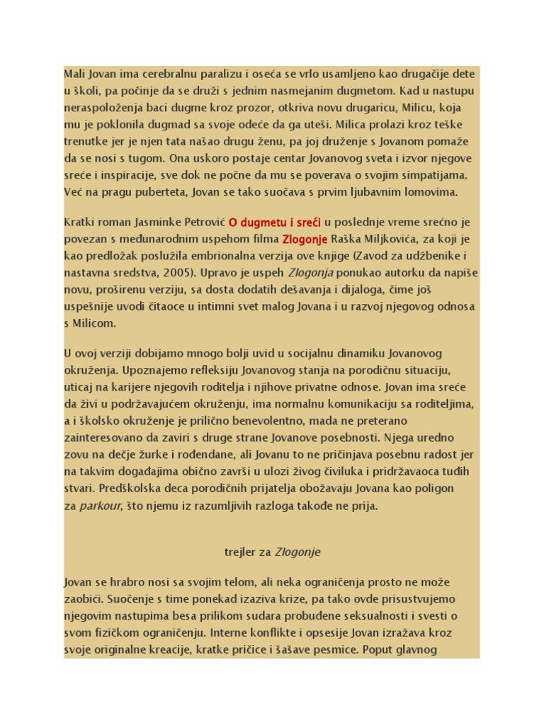 O Dugmetu I Sreci | PDF