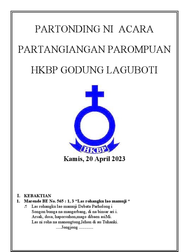 Partonding Ni Acara Partangiangan Parompuan HKBP Godung Laguboti | PDF
