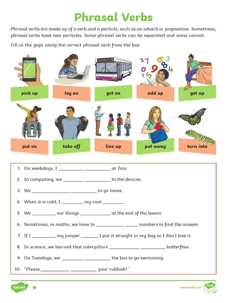 T Eal 43 Phrasal Verbs Gap Fill Differentiated Worksheet - Ver - 6 ...