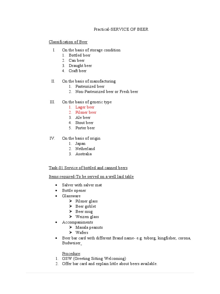 Beer Service Techniques and Types | PDF