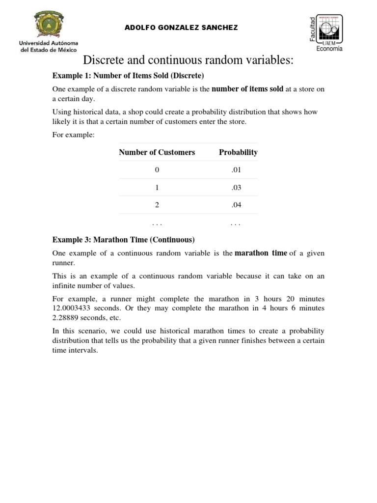 Discrete and Continuous | PDF | Probability Distribution | Random Variable