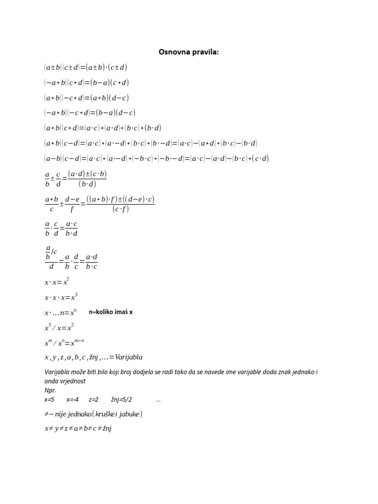 Algebarski Izrazi | PDF