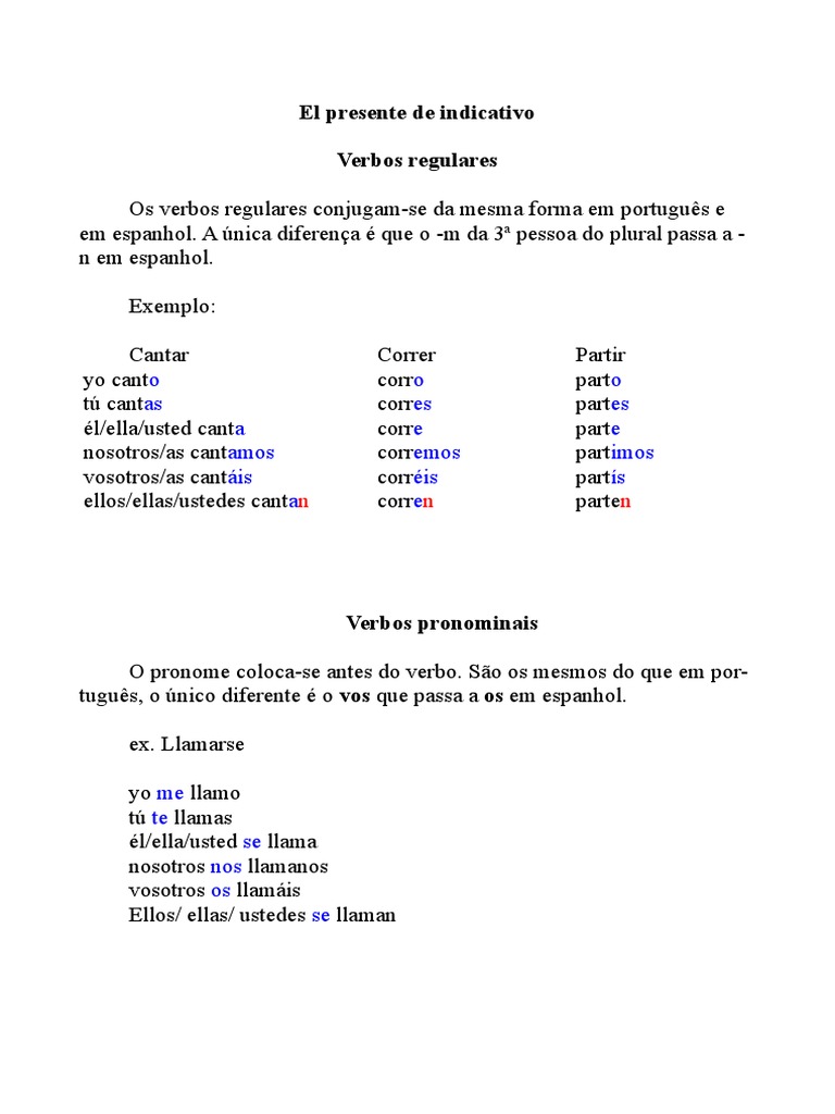 Presente de Indicativo | PDF