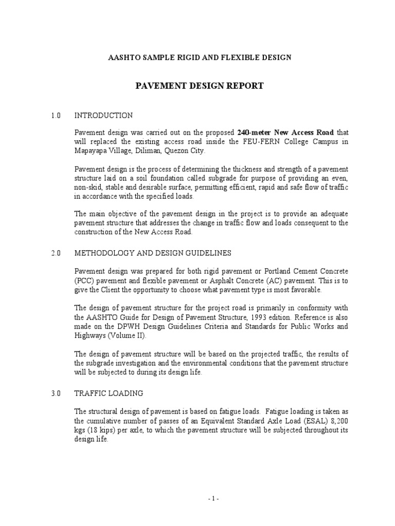 AASHTO Pavement Design Report | PDF