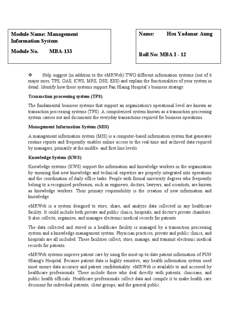 Healthcare Systems for Pan Hlaing | PDF | Medical Record | Patient