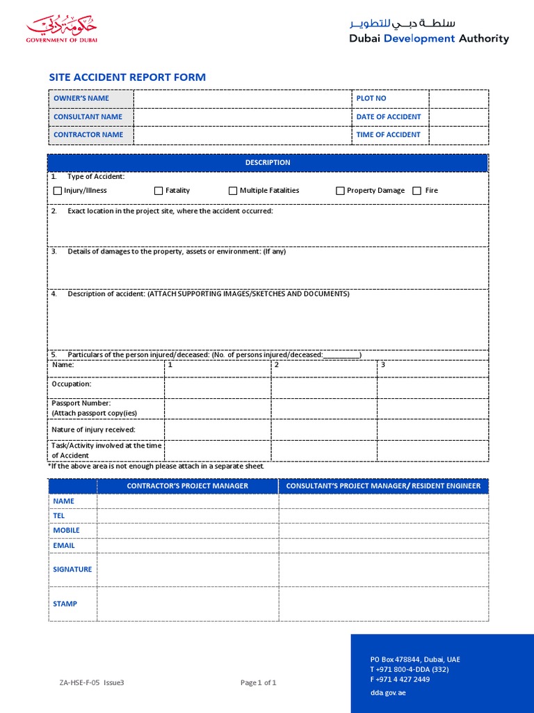 Site Accident Report Form Template | PDF