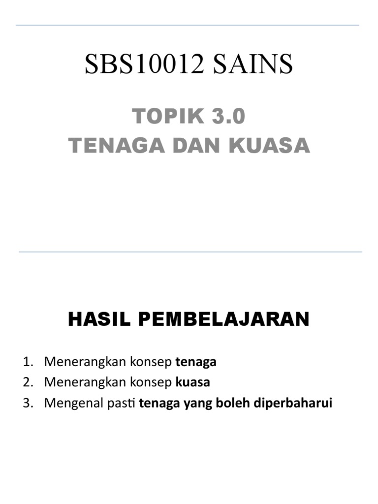 Bab 3.0 Tenaga Dan Kuasa | PDF
