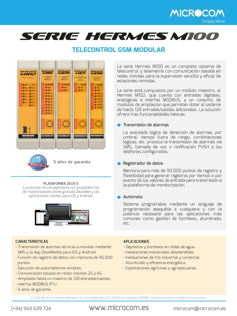 Hoja Producto Seriem100 | PDF | Aplicación movil | Gsm