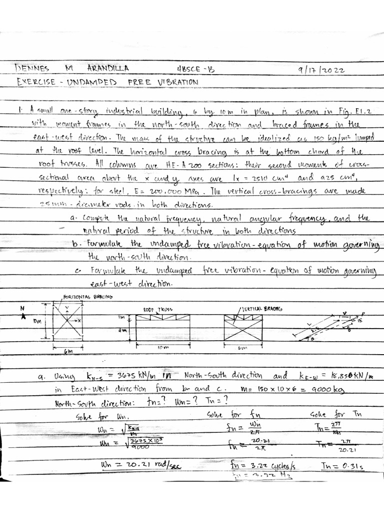 Excercise Undamped Free Vibration 1 | PDF