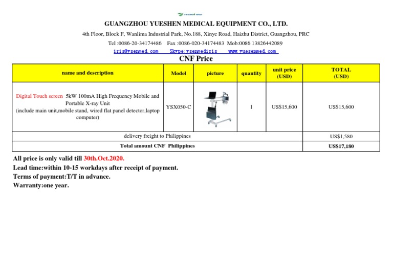 CNF Price For YSX050-C 5kw 100ma Digital Radiography X-Ray Machine ...