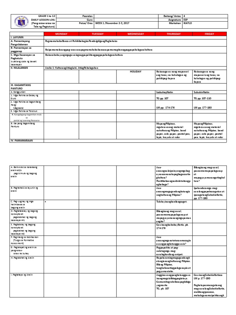 DLL Esp Quarter 3 Week 1-9 | PDF