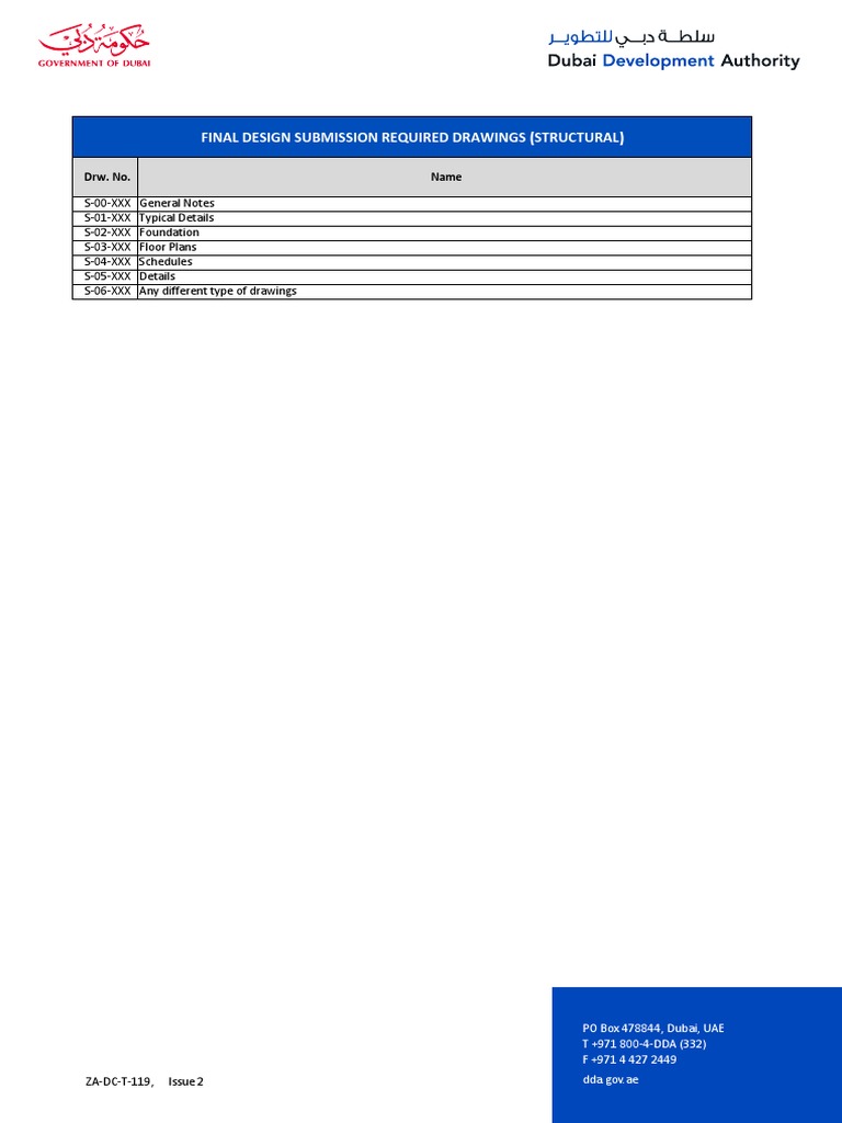 Final Design Submission Required Drawings (Structural) : Drw. No. Name ...