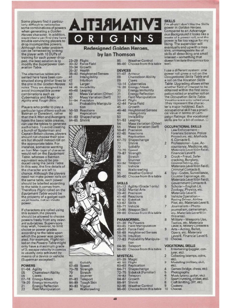 Golden Heroes - Alternative Origins (White Dwarf #74) | PDF