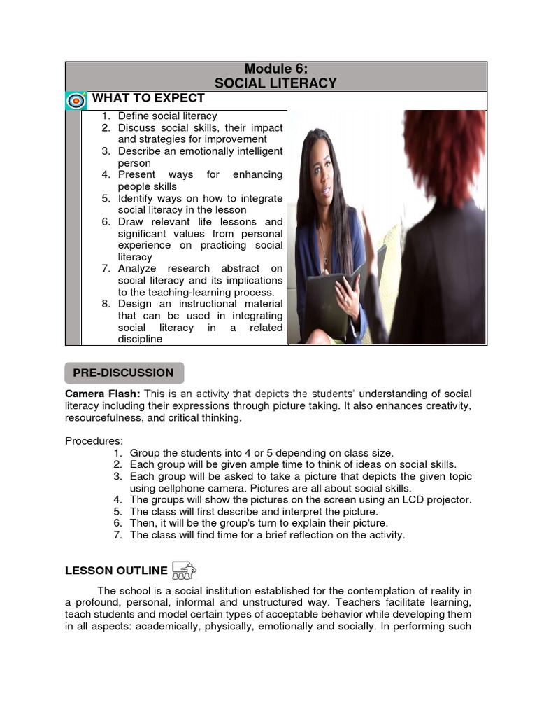 What To Expect: Social Literacy | PDF | Literacy | Social Skills