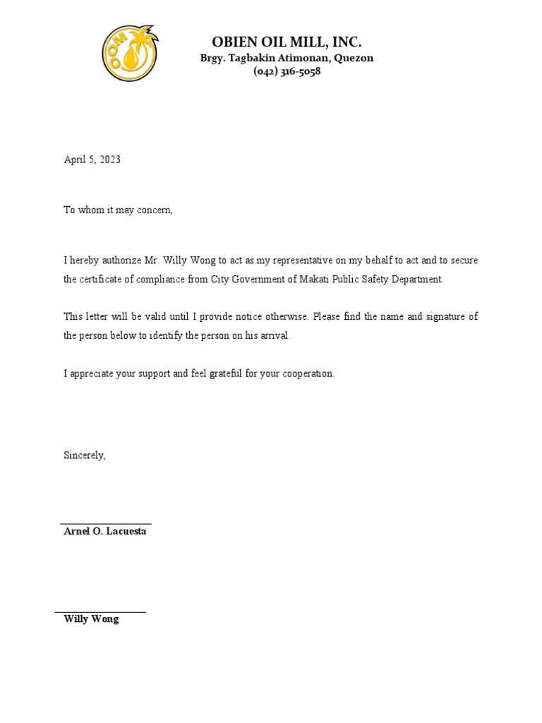 Obien Oil Mill, Inc.: Brgy. Tagbakin Atimonan, Quezon (042) 316-5058 | PDF