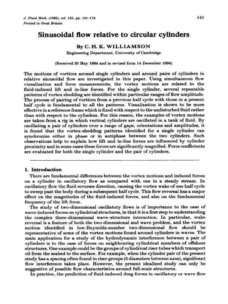 Sinusoidal Flow Effects on Cylinders | PDF | Vortices | Lift (Force)