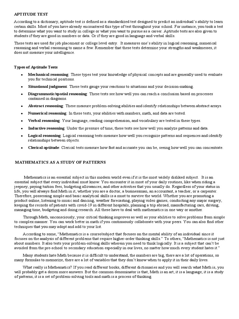 Understanding the Fundamental Role of Pattern Recognition in Aptitude ...