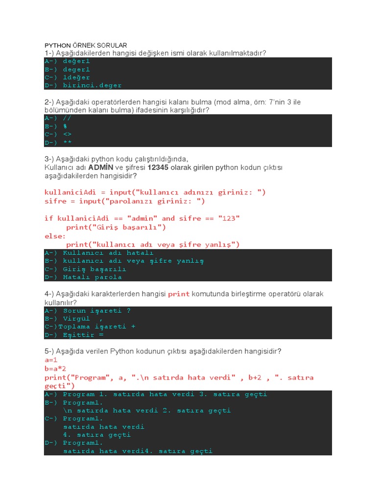 Python Ornek 2 Donem | PDF