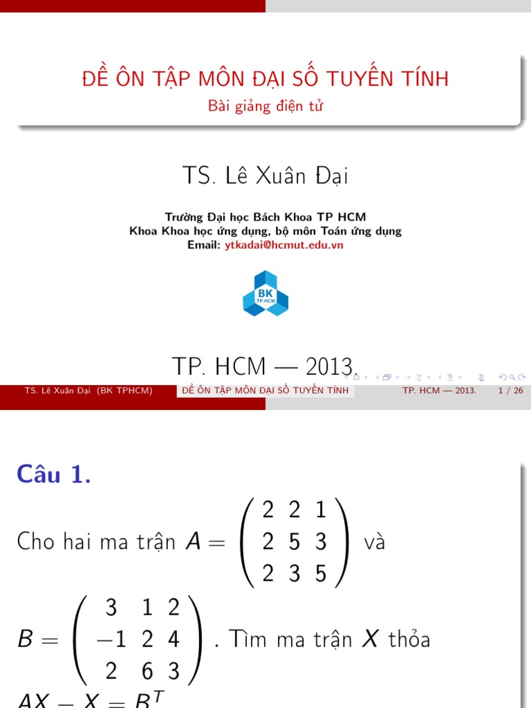 đề ôn cuối kì có giải - đại số ptit | PDF