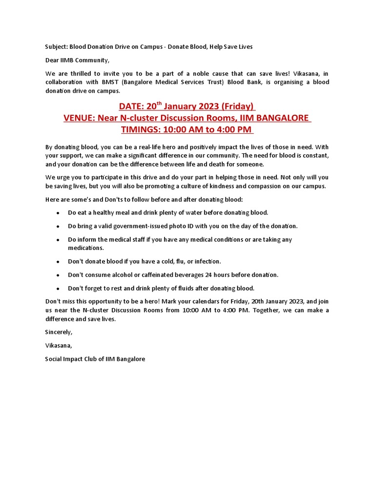 Writeup - Blood Donation Drive | PDF