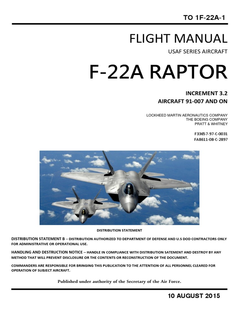 F-22A Raptor: Flight Manual | PDF | Fighter Aircraft
