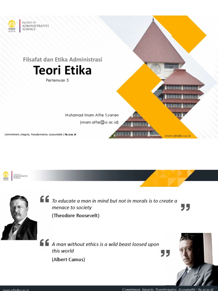 Materi Perkuliahan 5 - Filsafat Dan Etika Administrasi - Teori Etika | PDF